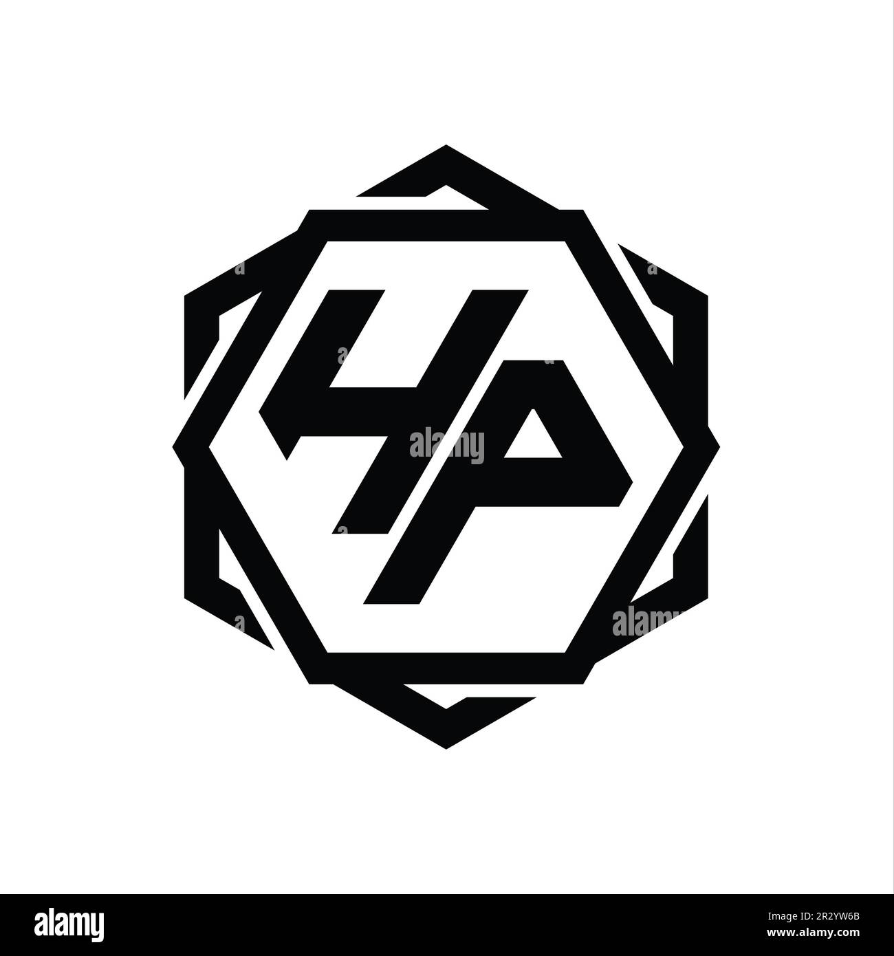HP Logo monogram hexagon shape with geometric abstract isolated outline ...