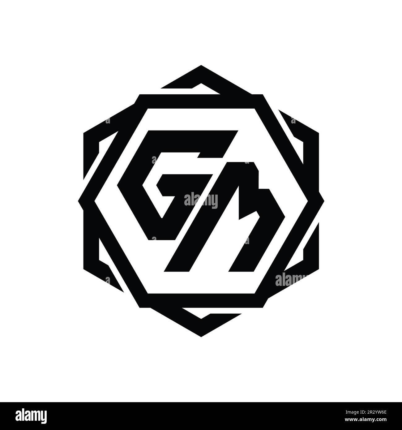 GM Logo monogram hexagon shape with geometric abstract isolated outline ...