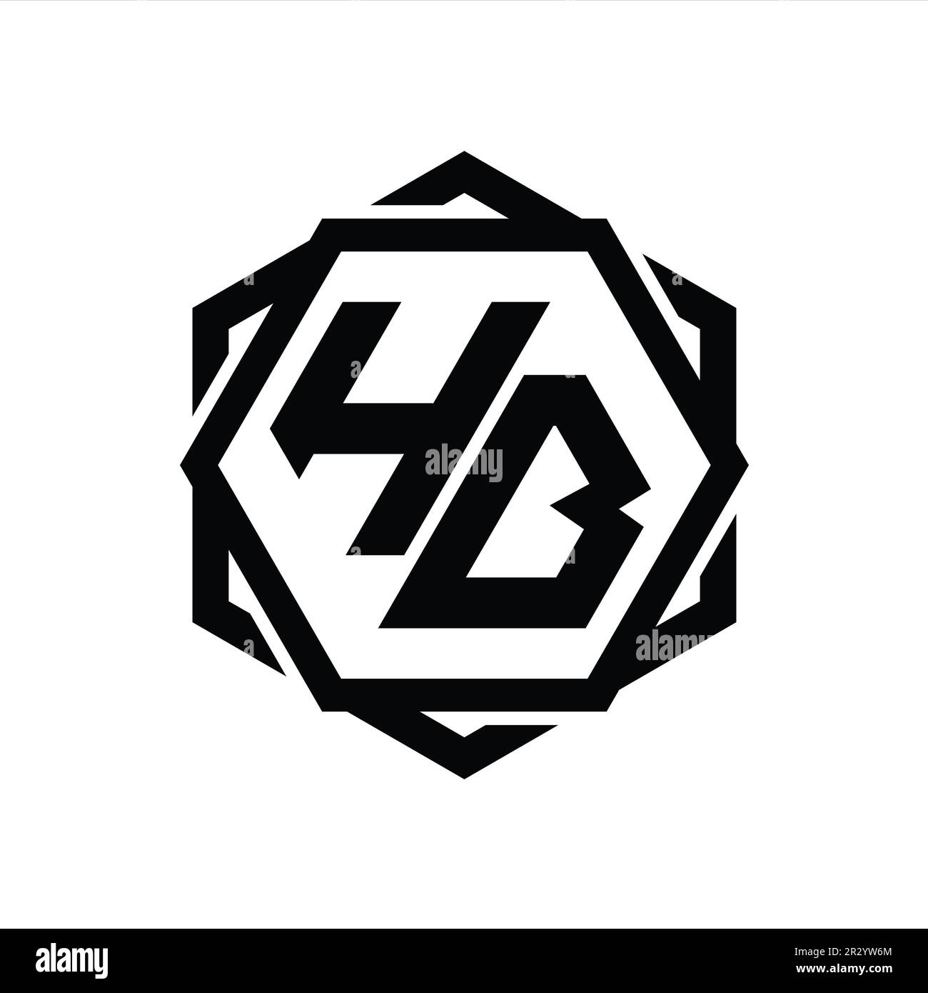 HB Logo monogram hexagon shape with geometric abstract isolated outline ...