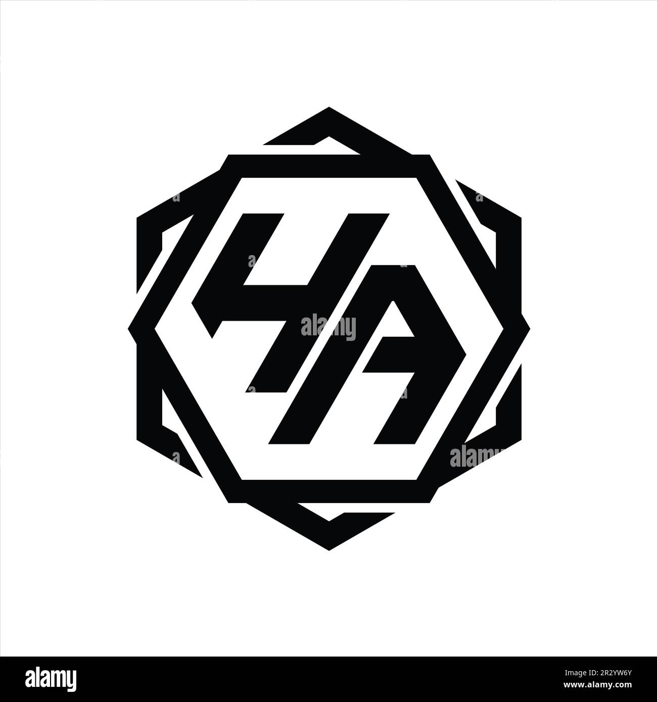 HA Logo monogram hexagon shape with geometric abstract isolated outline ...