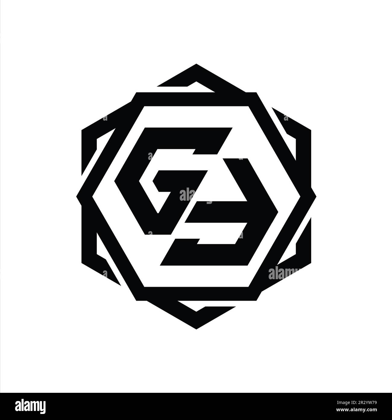 GF Logo monogram hexagon shape with geometric abstract isolated outline design template Stock ...