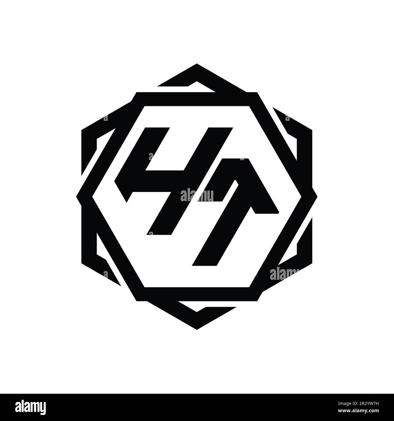 HT Logo monogram hexagon shape with geometric abstract isolated outline ...