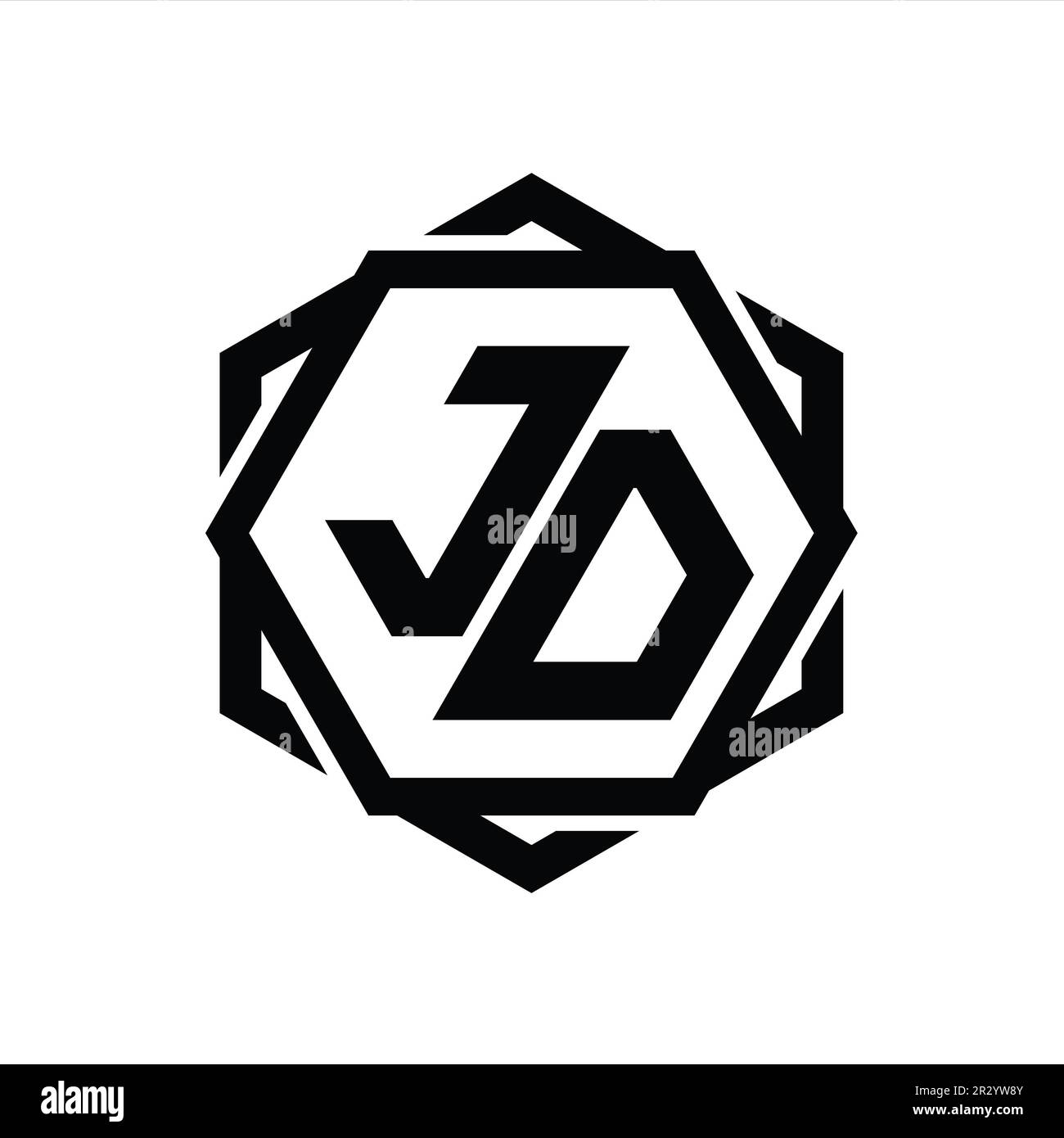 JD Logo monogram hexagon shape with geometric abstract isolated outline ...