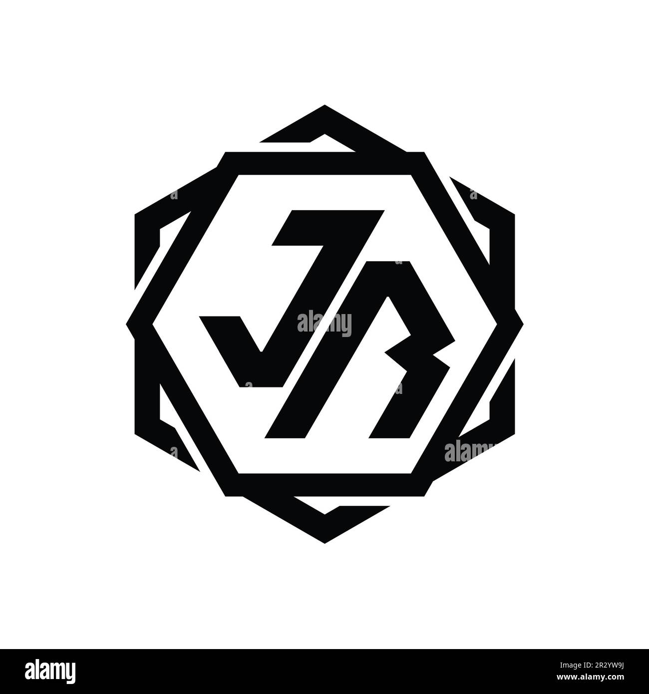 JR Logo monogram hexagon shape with geometric abstract isolated outline ...