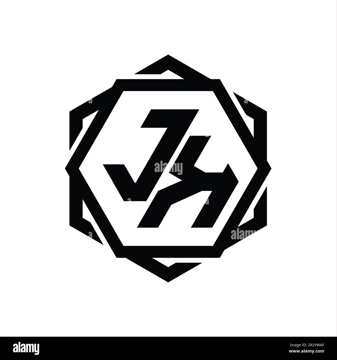 JK Logo monogram hexagon shape with geometric abstract isolated outline ...