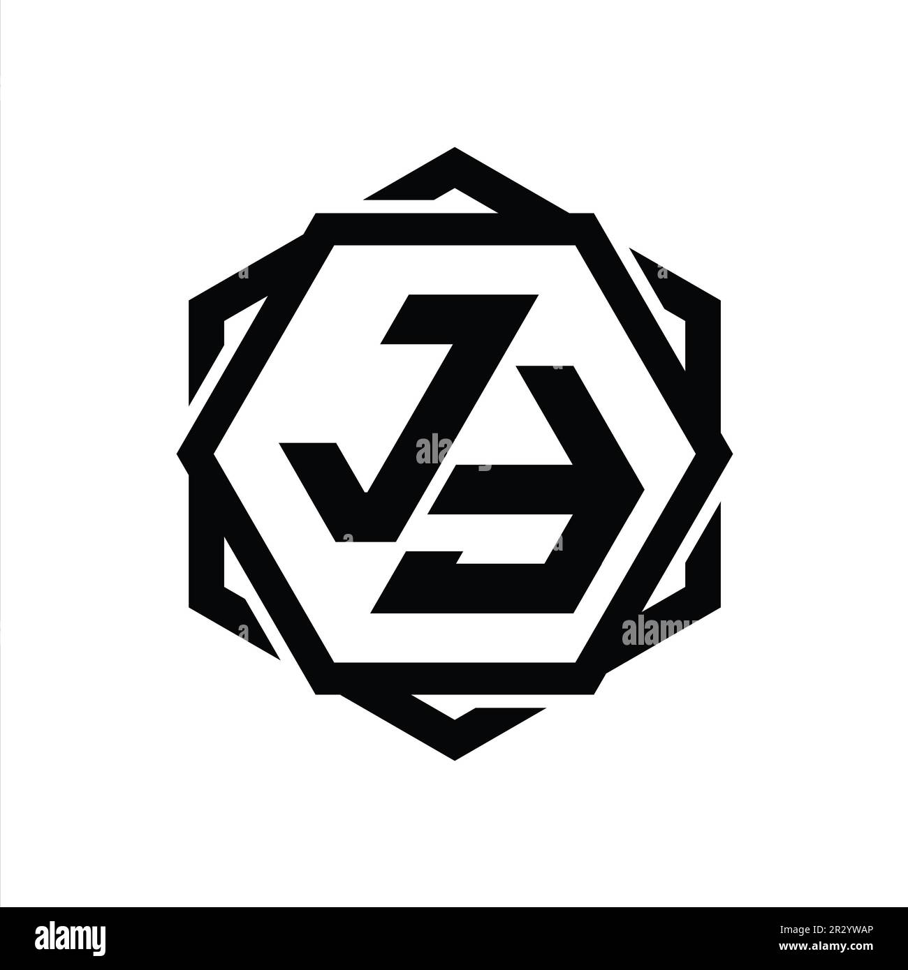 JF Logo monogram hexagon shape with geometric abstract isolated outline ...