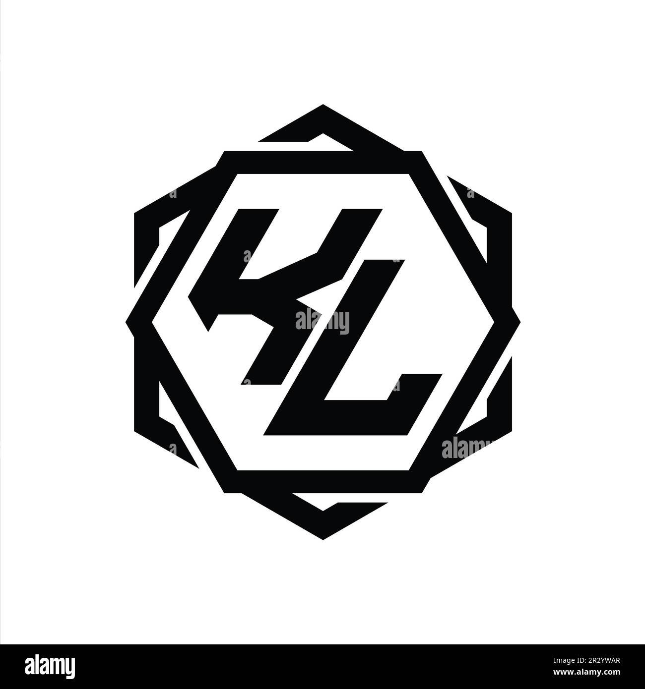 KL Logo monogram hexagon shape with geometric abstract isolated outline ...