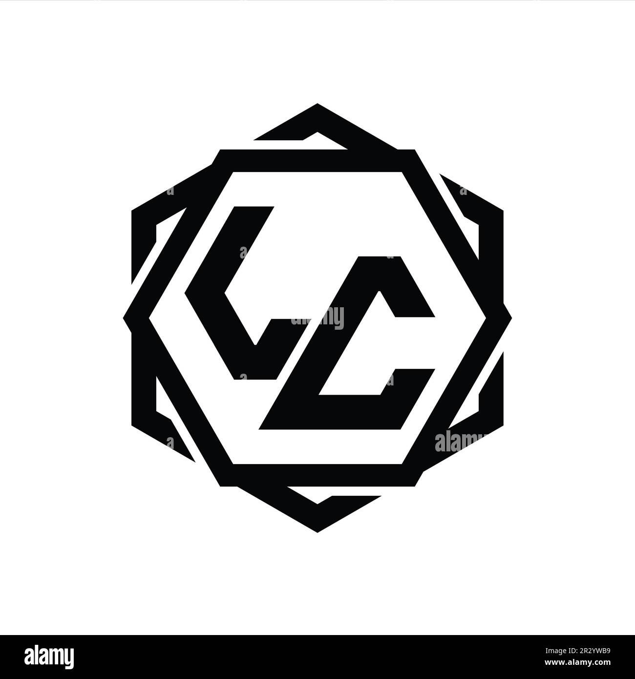 LC Logo monogram hexagon shape with geometric abstract isolated outline ...