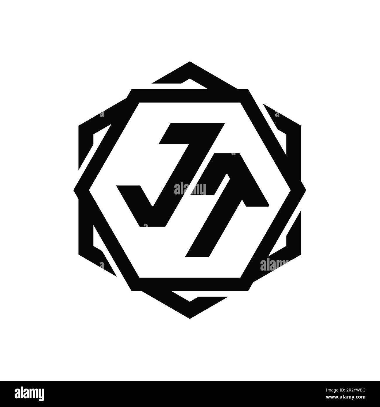 JT Logo monogram hexagon shape with geometric abstract isolated outline design template Stock ...