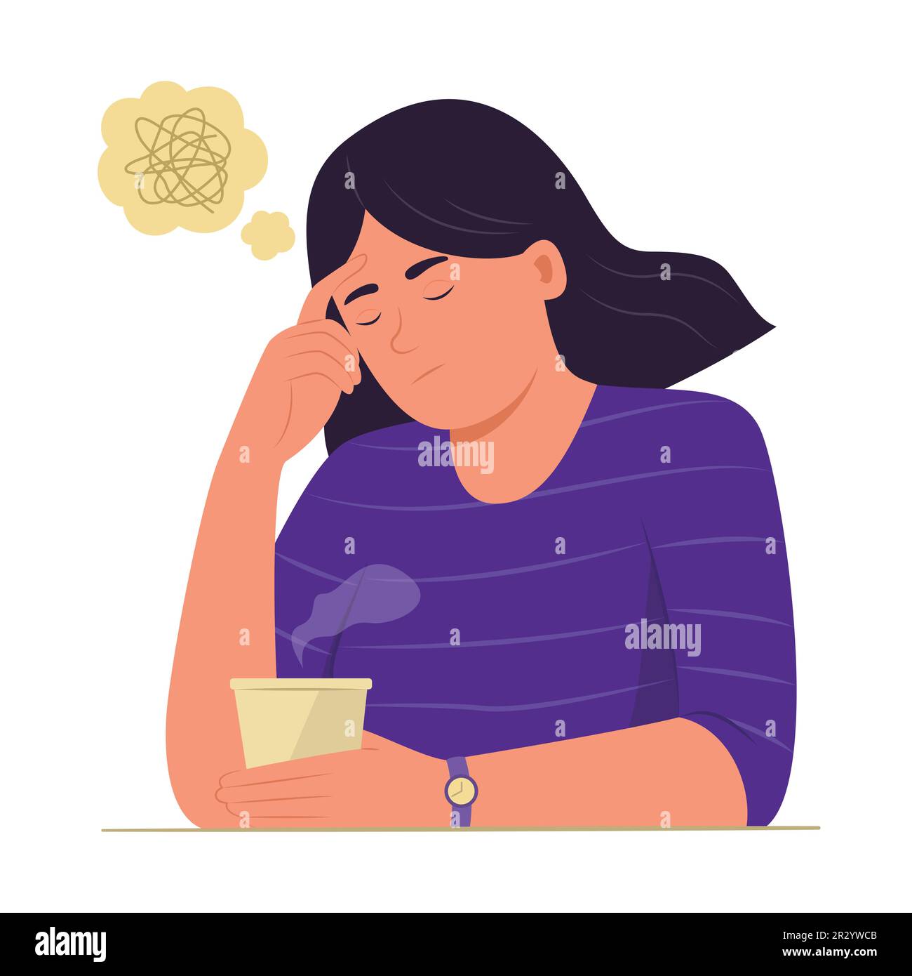 Young Woman Feeling Stress Concept Illustration Stock Vector Image ...