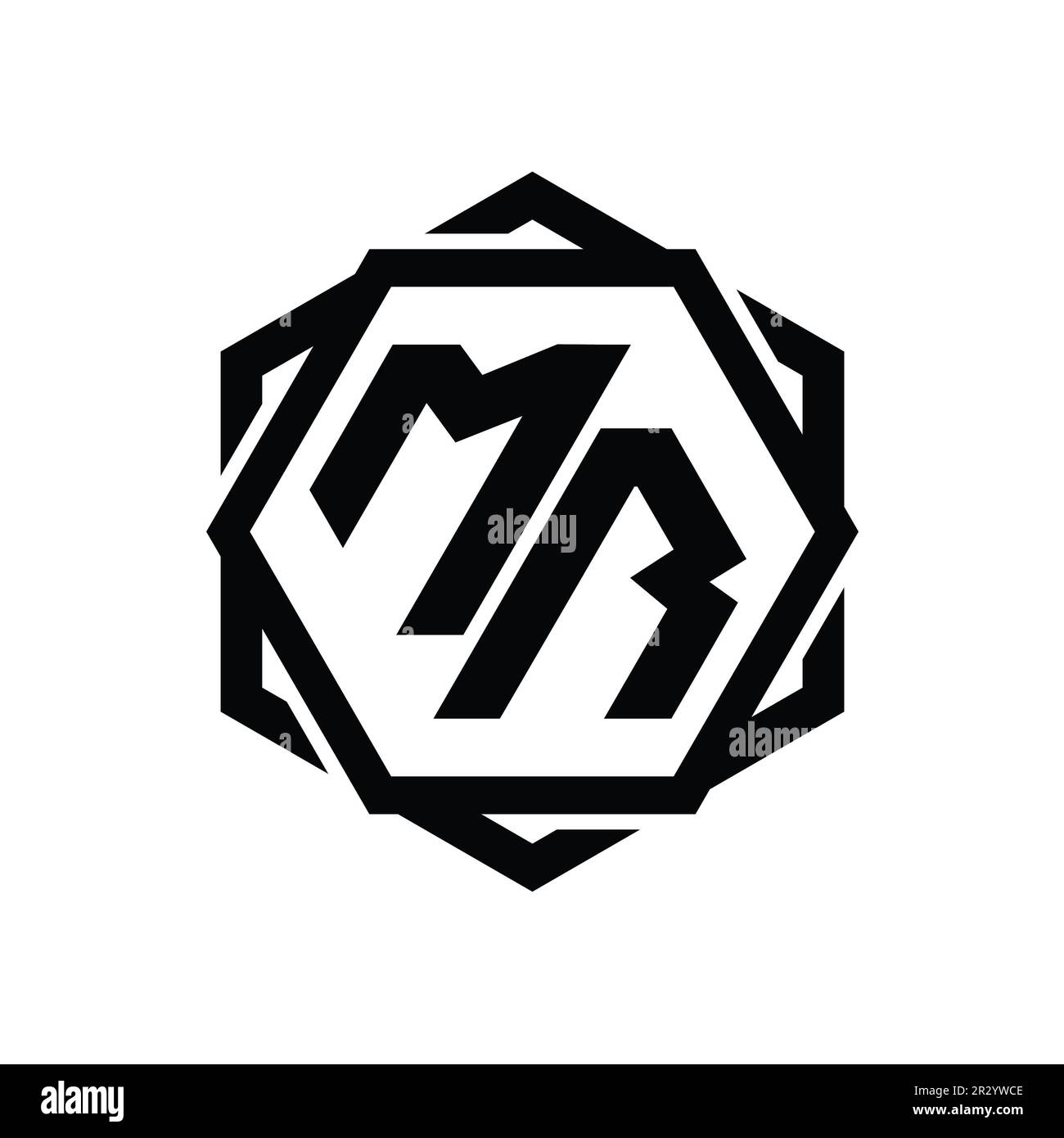 MR Logo monogram hexagon shape with geometric abstract isolated outline design template Stock ...