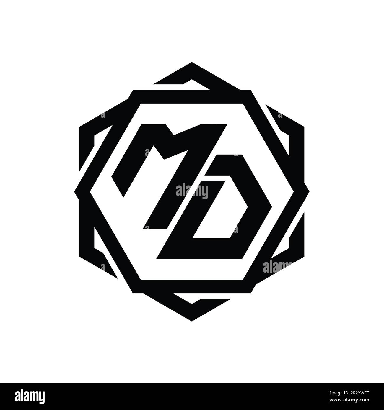 MO Logo monogram hexagon shape with geometric abstract isolated outline ...