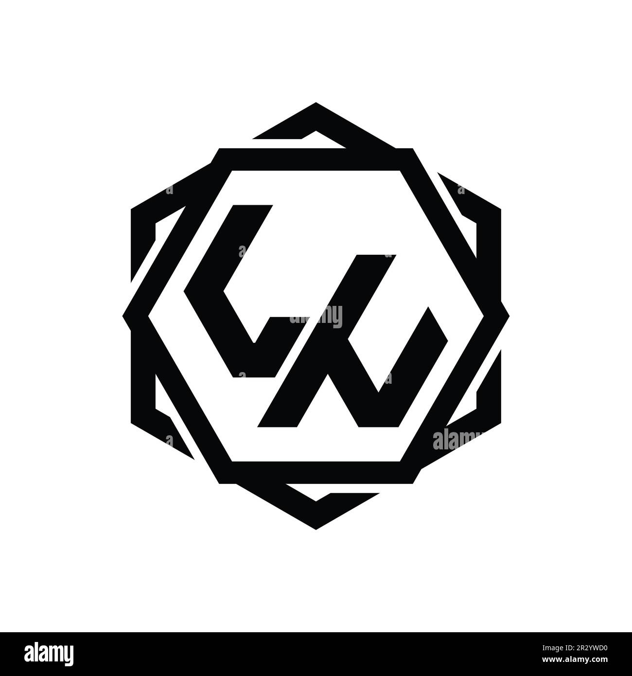 LN Logo monogram hexagon shape with geometric abstract isolated outline design template Stock ...