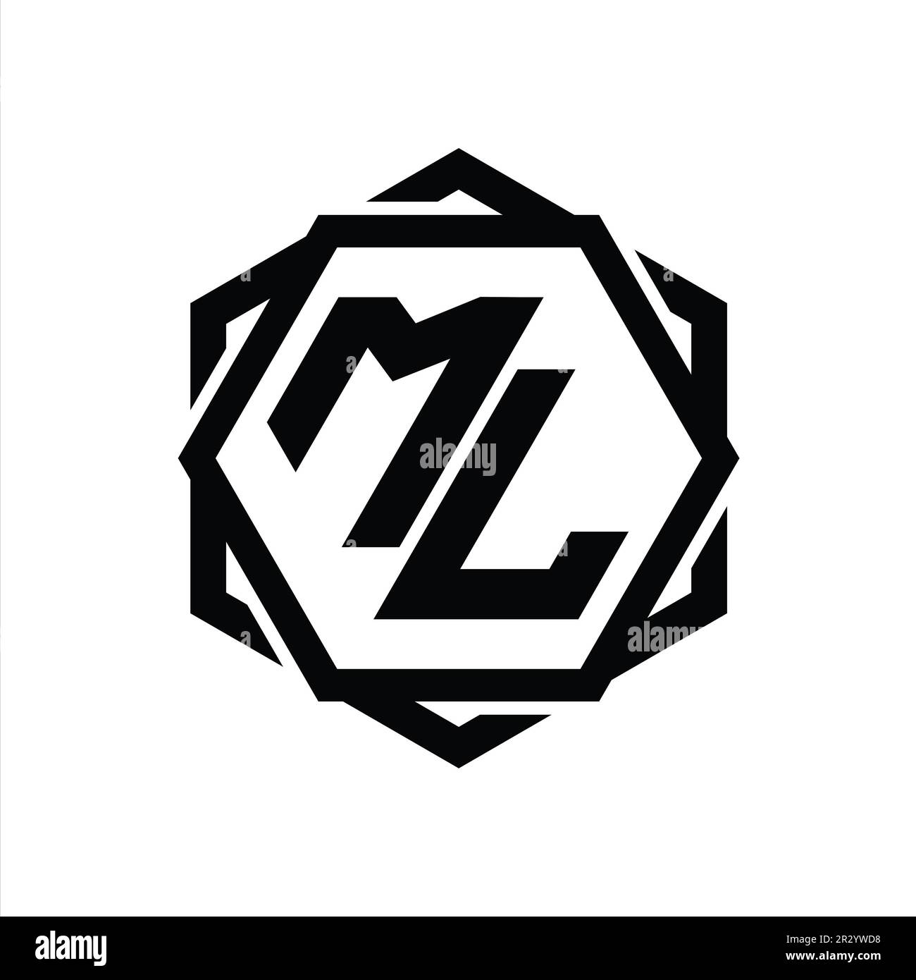 ML Logo monogram hexagon shape with geometric abstract isolated outline ...