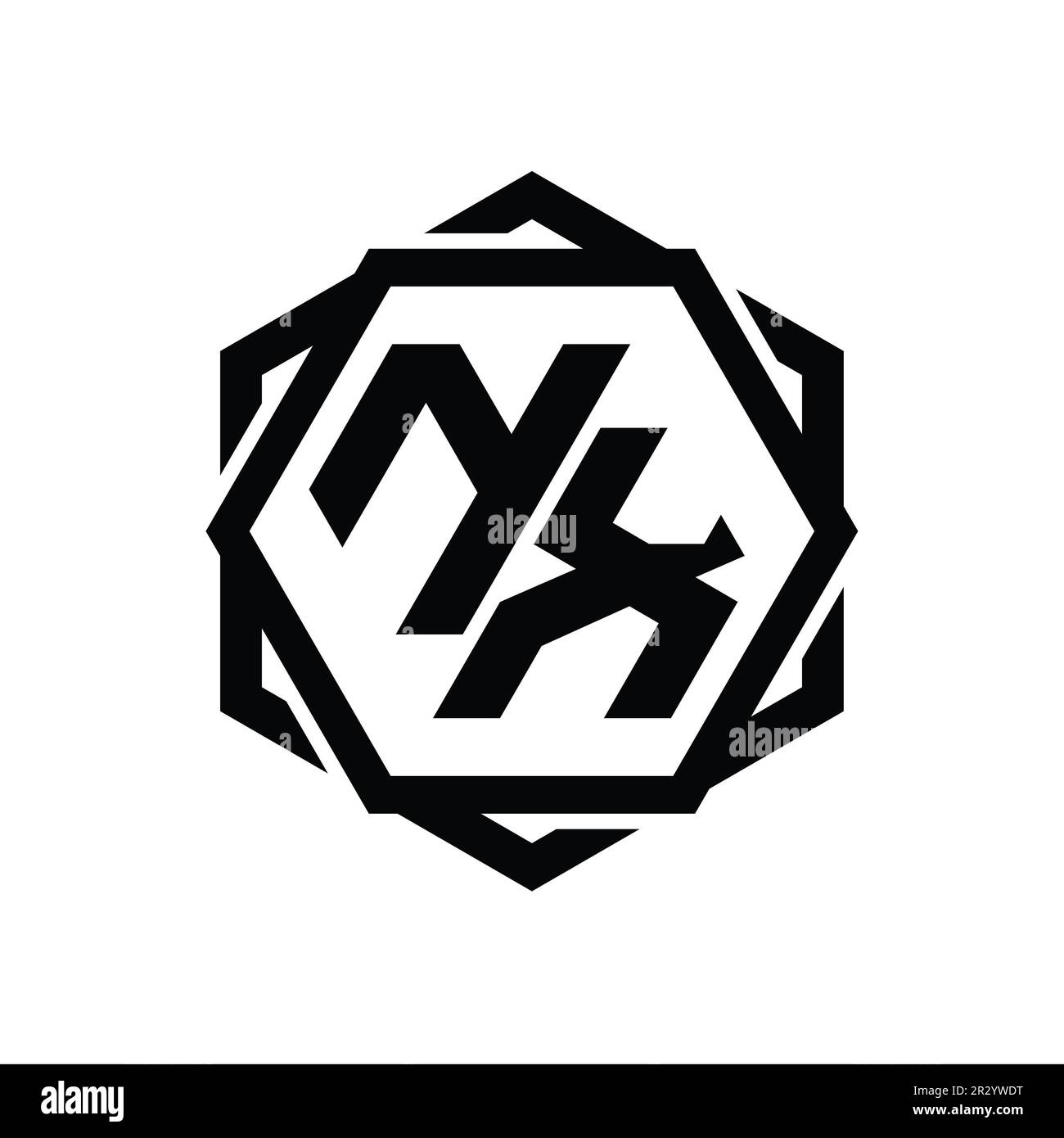 NX Logo monogram hexagon shape with geometric abstract isolated outline ...