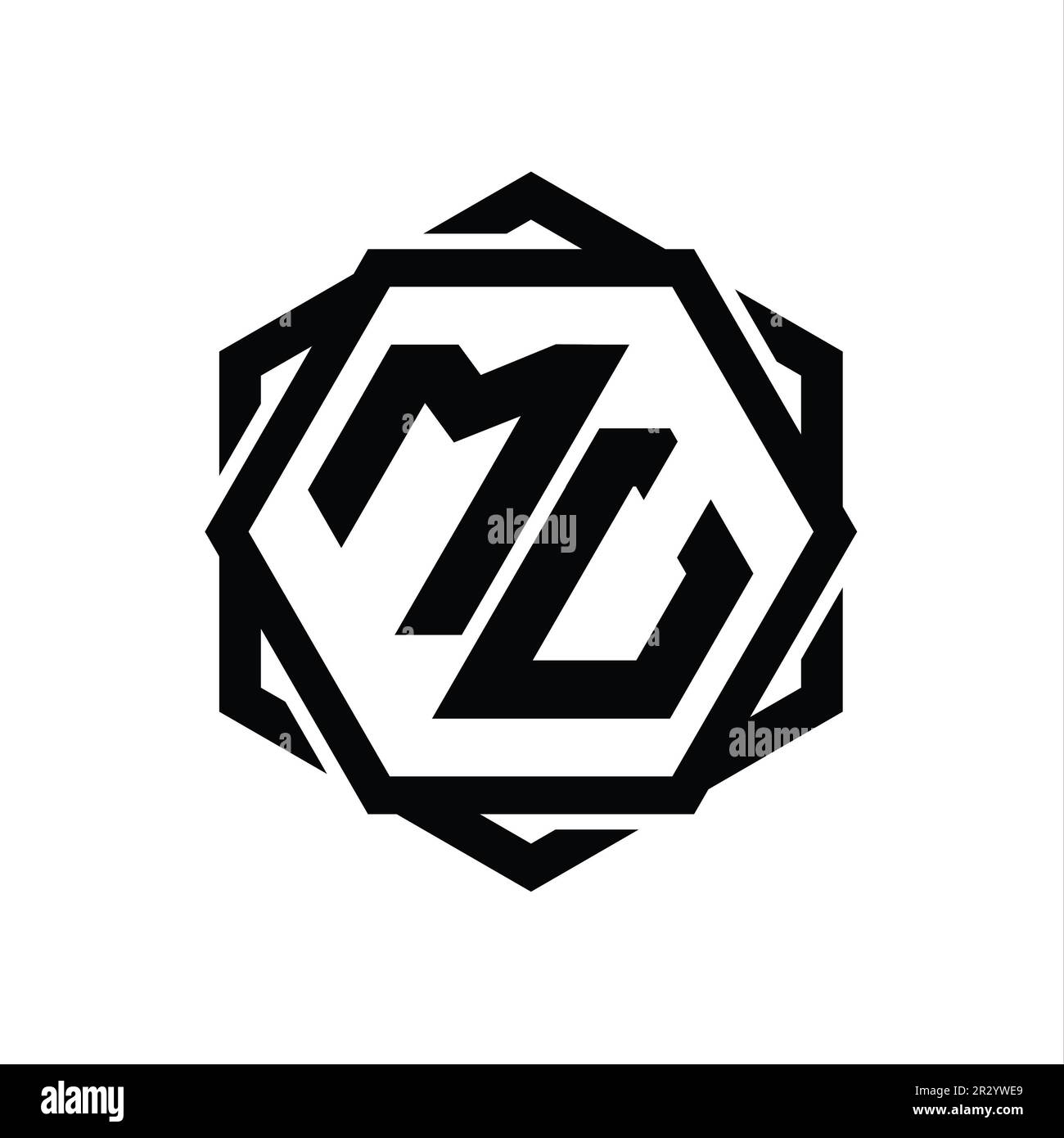 MU Logo monogram hexagon shape with geometric abstract isolated outline ...