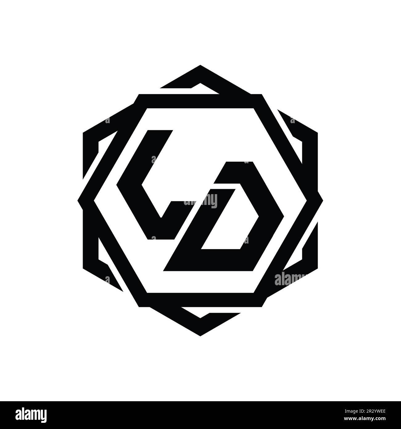 LO Logo monogram hexagon shape with geometric abstract isolated outline design template Stock ...