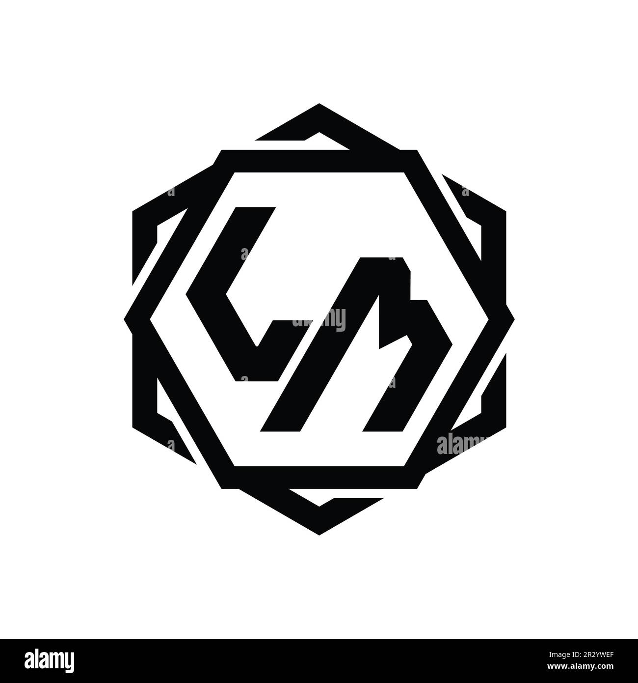 LM Logo monogram hexagon shape with geometric abstract isolated outline design template Stock ...