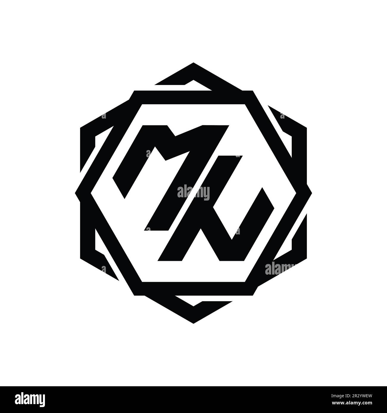 MN Logo monogram hexagon shape with geometric abstract isolated outline ...