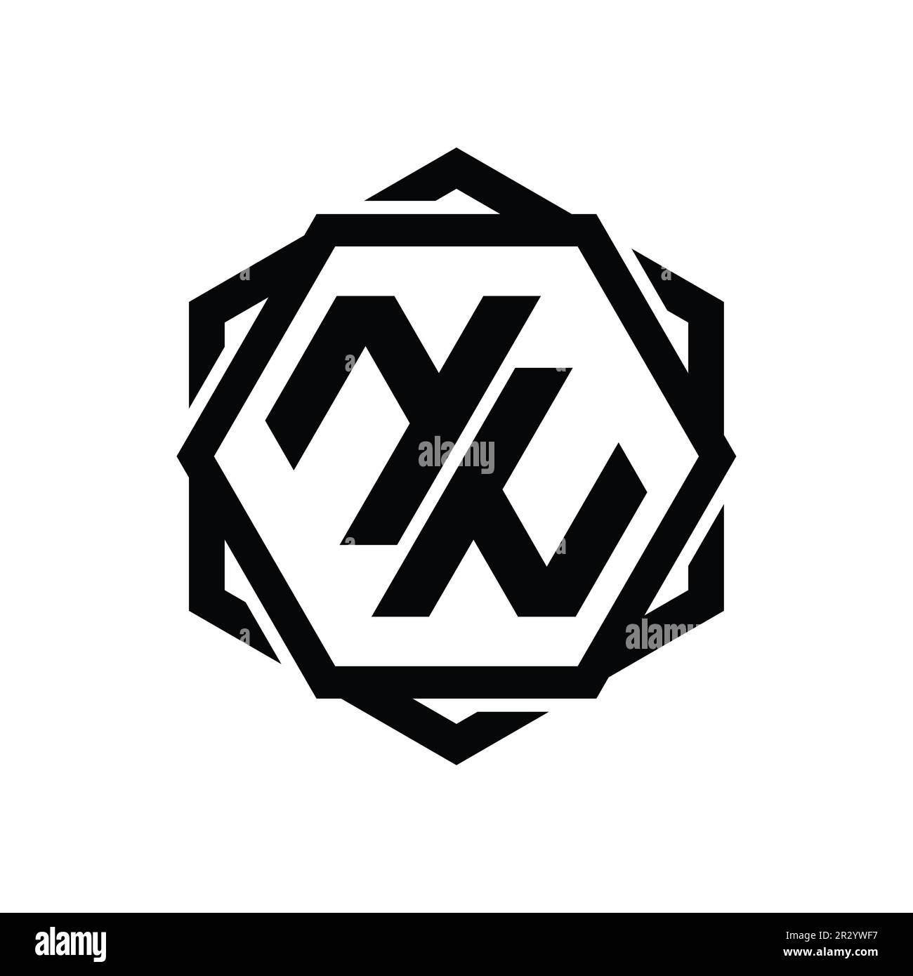 NN Logo monogram hexagon shape with geometric abstract isolated outline design template Stock ...
