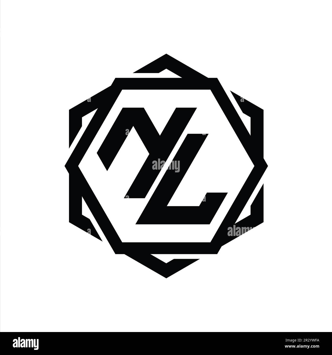 NL Logo monogram hexagon shape with geometric abstract isolated outline ...