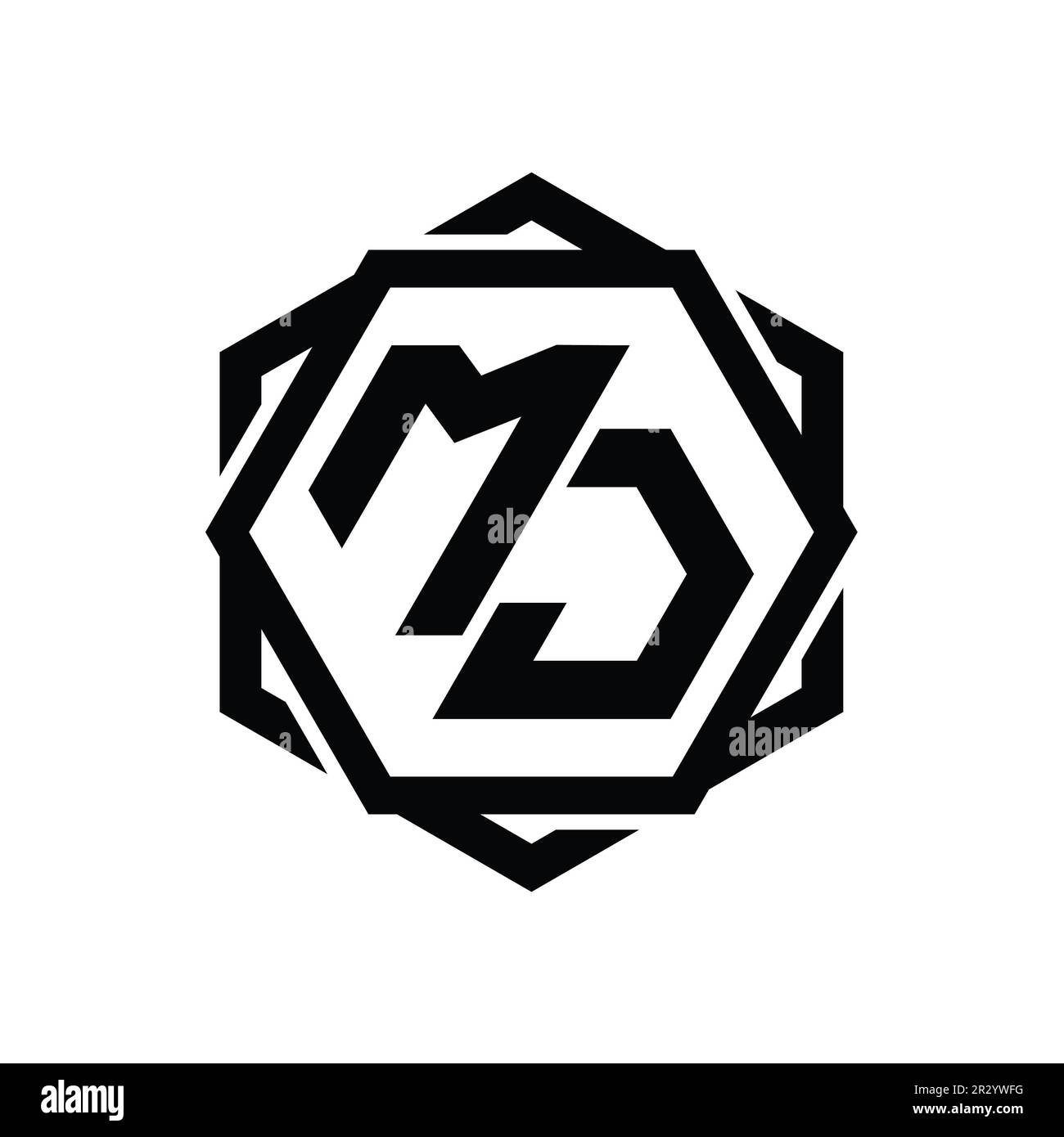 MJ Logo monogram hexagon shape with geometric abstract isolated outline ...