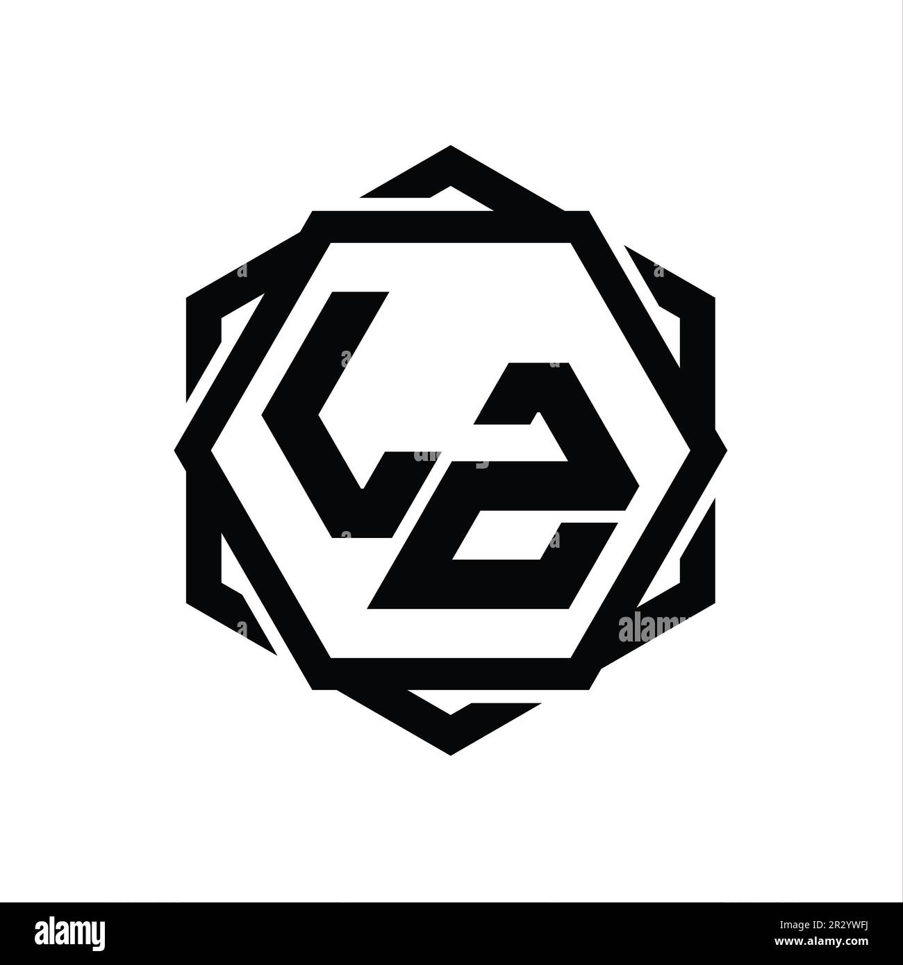 LZ Logo monogram hexagon shape with geometric abstract isolated outline design template Stock ...