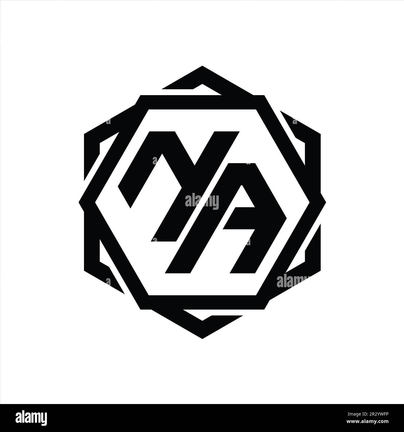 NA Logo monogram hexagon shape with geometric abstract isolated outline ...