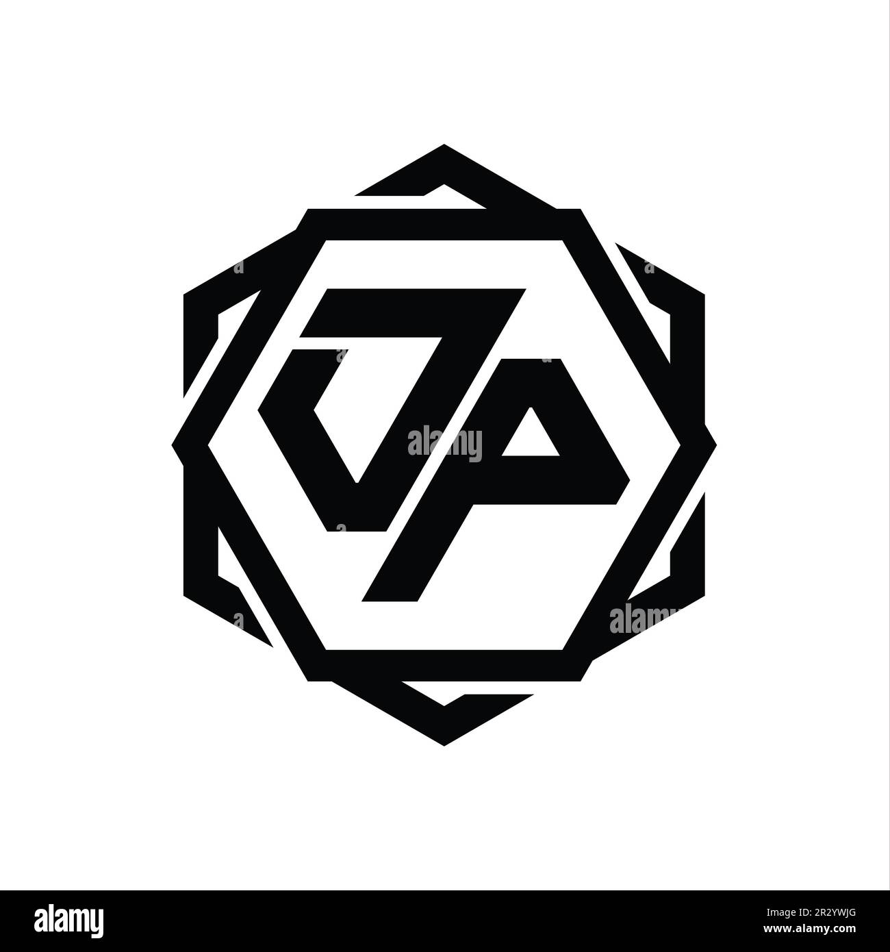 OP Logo monogram hexagon shape with geometric abstract isolated outline ...