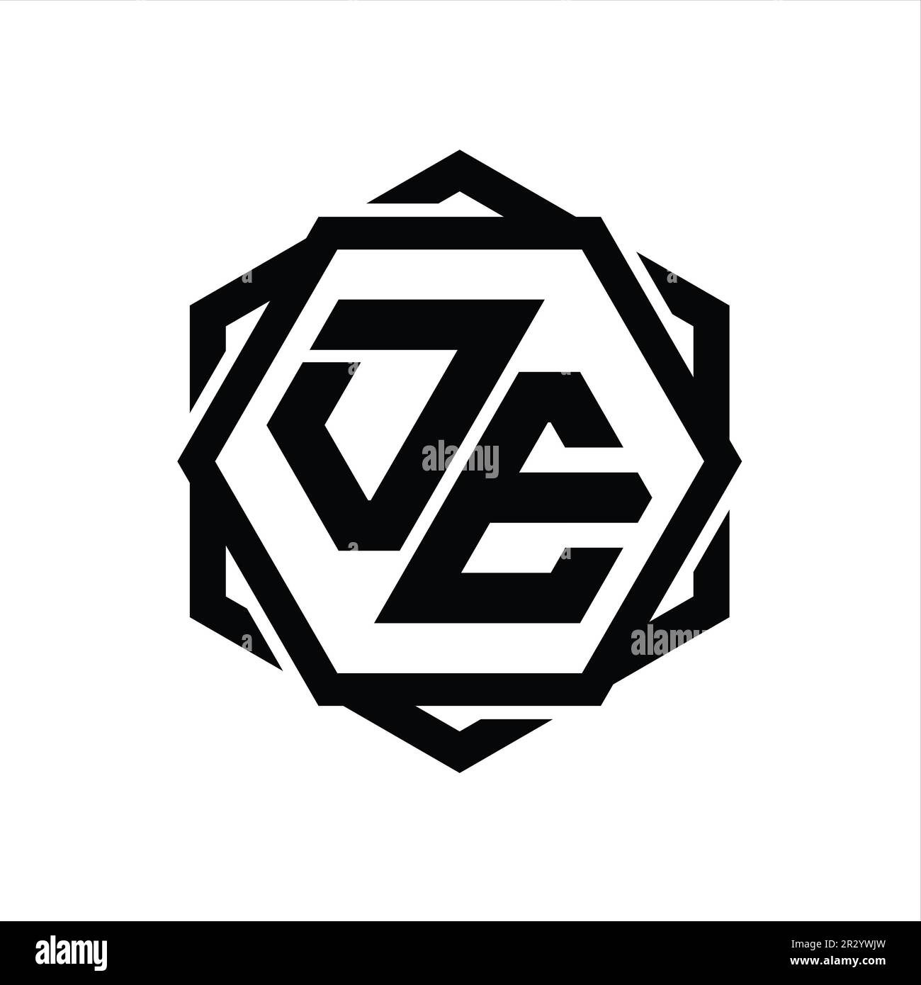 OE Logo monogram hexagon shape with geometric abstract isolated outline ...