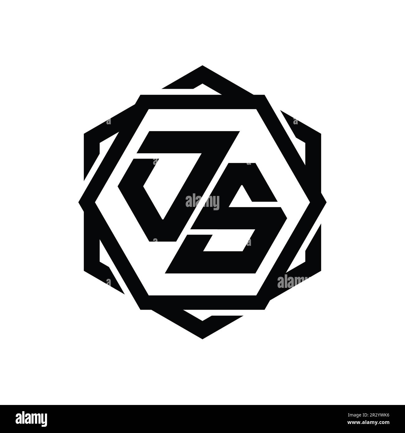 OS Logo monogram hexagon shape with geometric abstract isolated outline ...