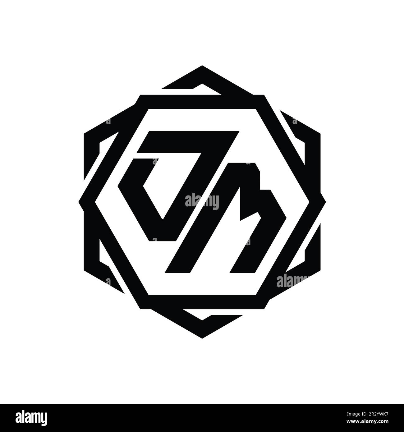 OM Logo monogram hexagon shape with geometric abstract isolated outline ...