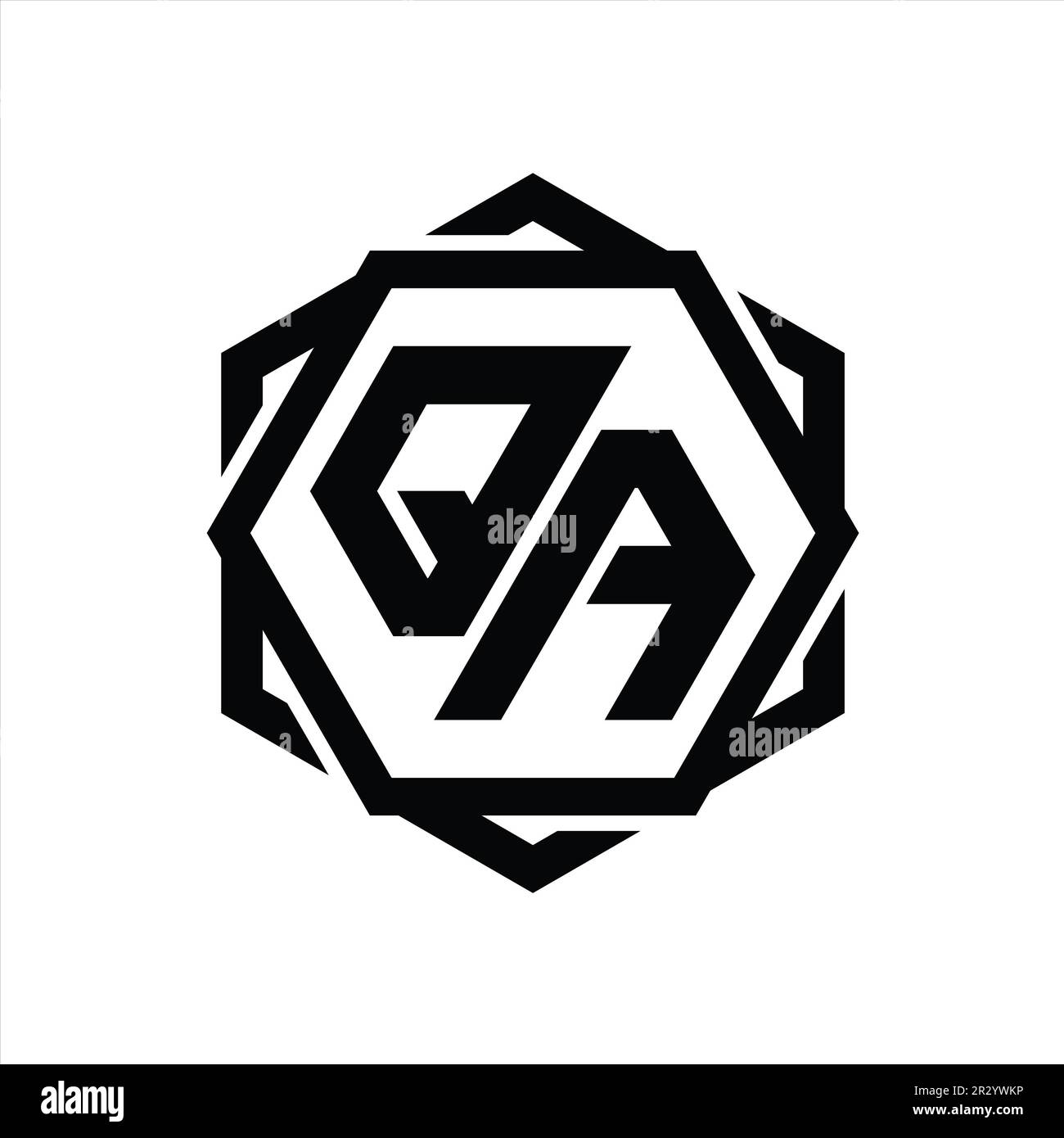 QA Logo monogram hexagon shape with geometric abstract isolated outline design template Stock ...
