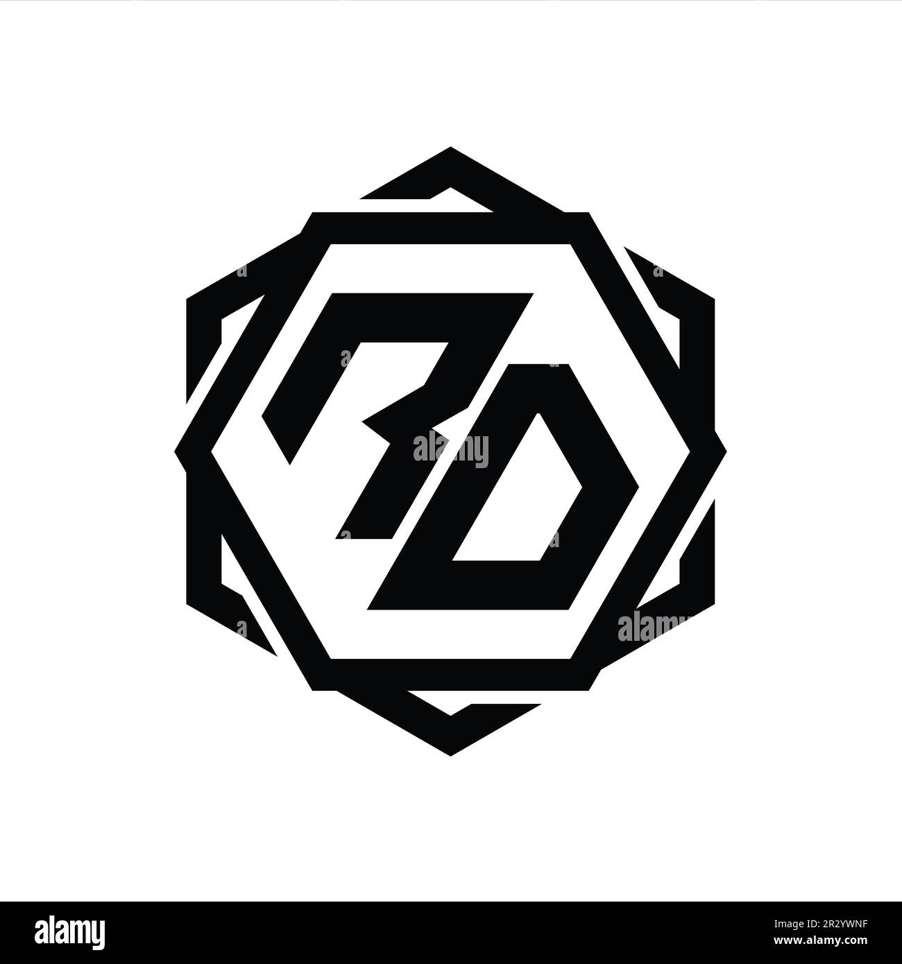 RD Logo monogram hexagon shape with geometric abstract isolated outline ...