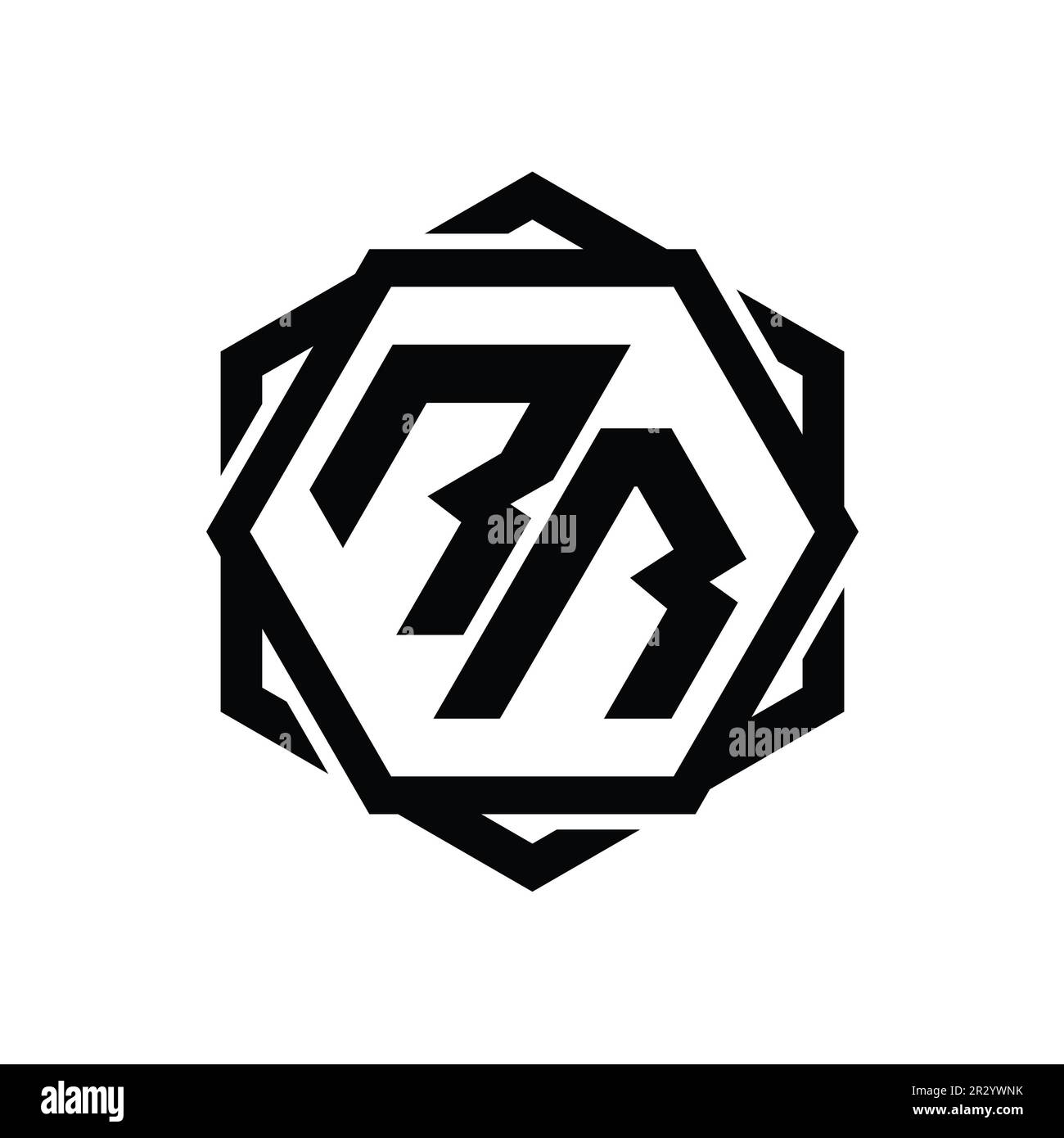 RR Logo monogram hexagon shape with geometric abstract isolated outline ...
