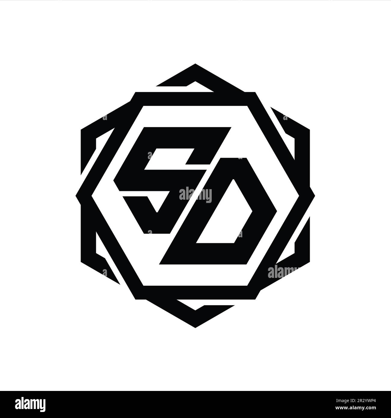SD Logo monogram hexagon shape with geometric abstract isolated outline ...