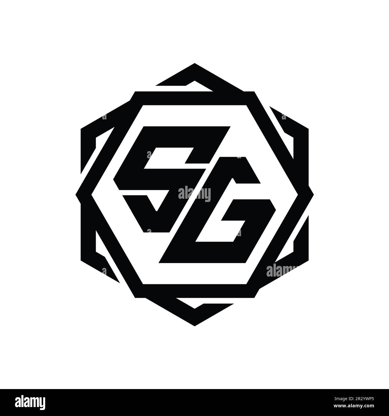 SG Logo monogram hexagon shape with geometric abstract isolated outline ...