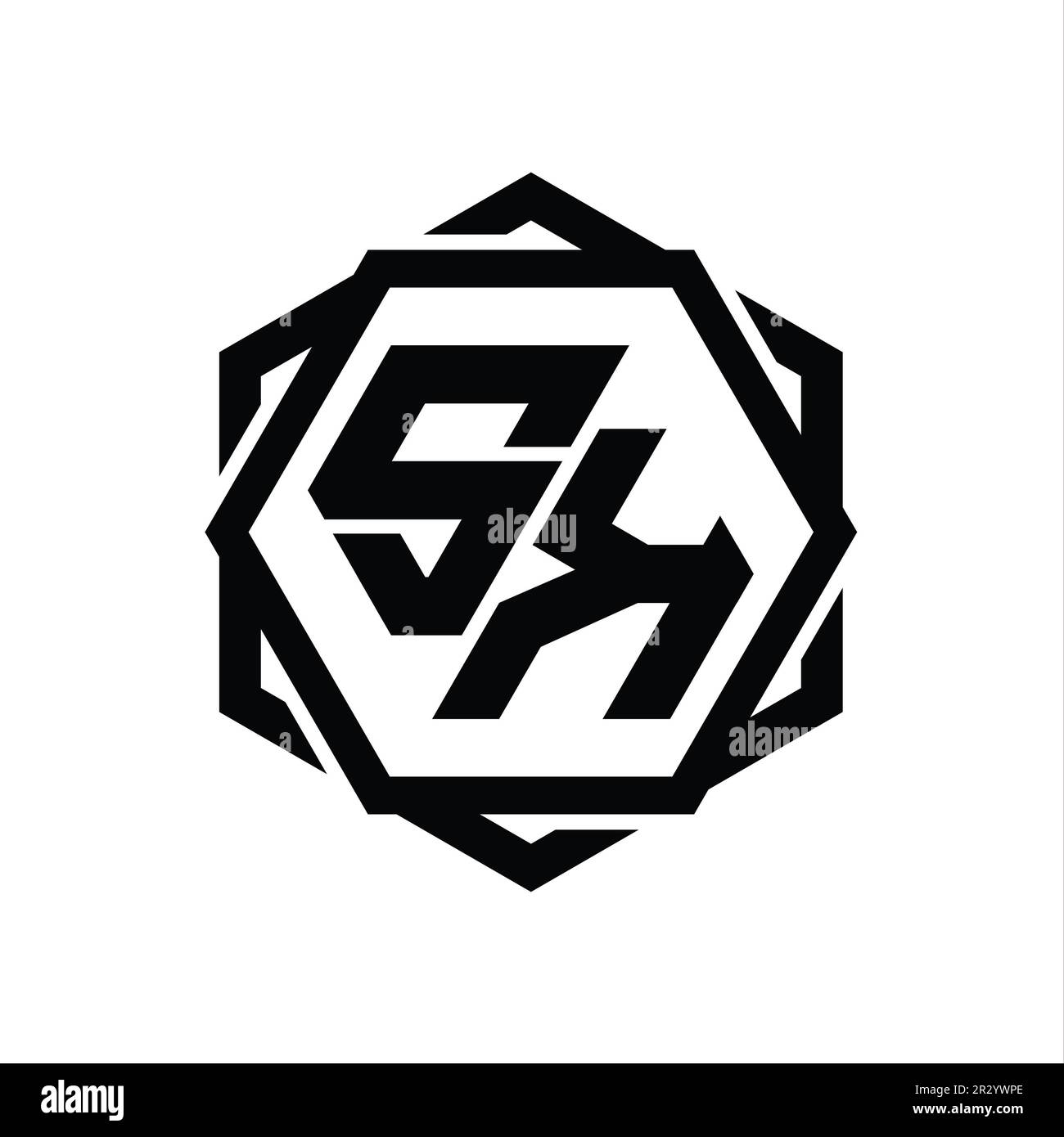SK Logo monogram hexagon shape with geometric abstract isolated outline ...