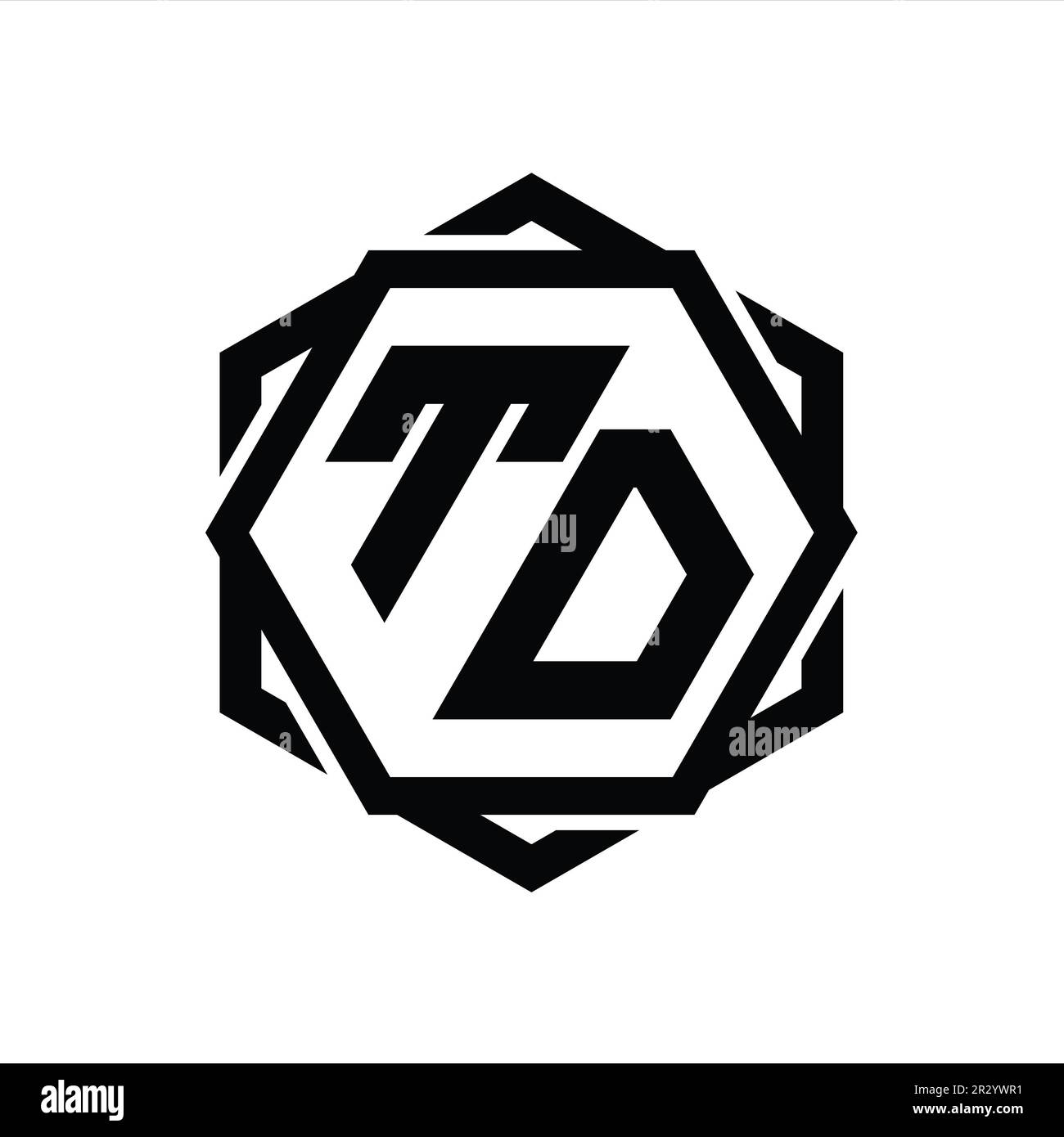 TD Logo monogram hexagon shape with geometric abstract isolated outline ...