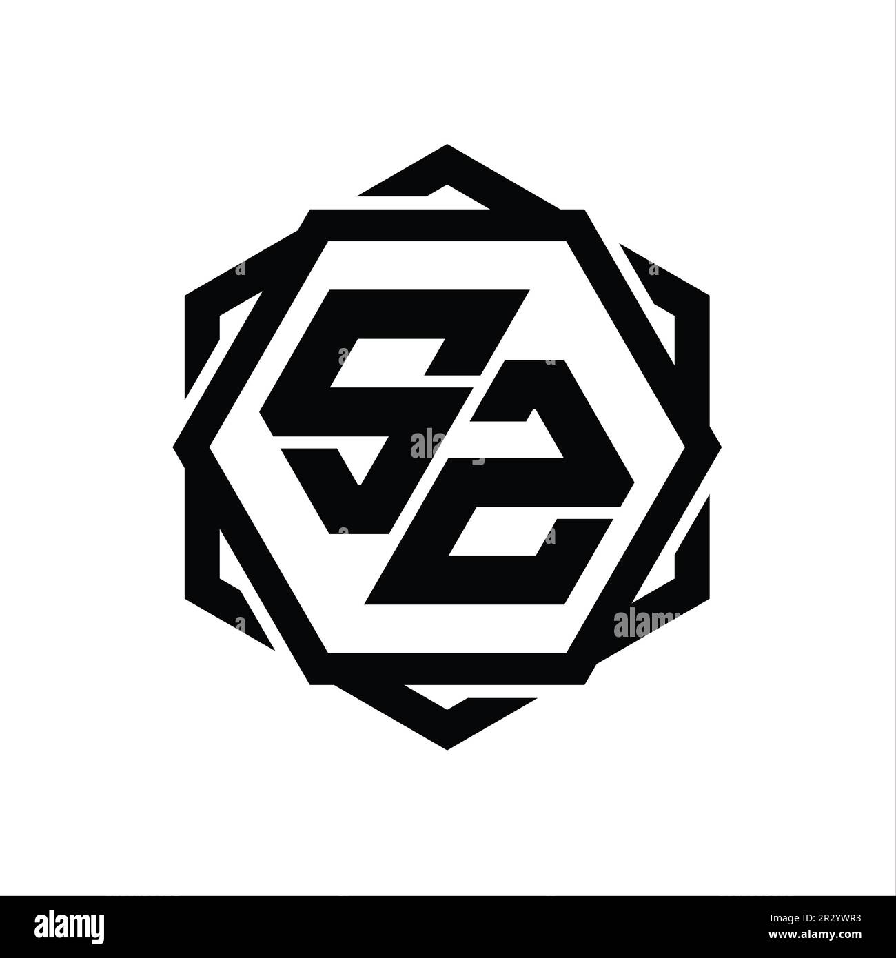 SZ Logo monogram hexagon shape with geometric abstract isolated outline design template Stock ...