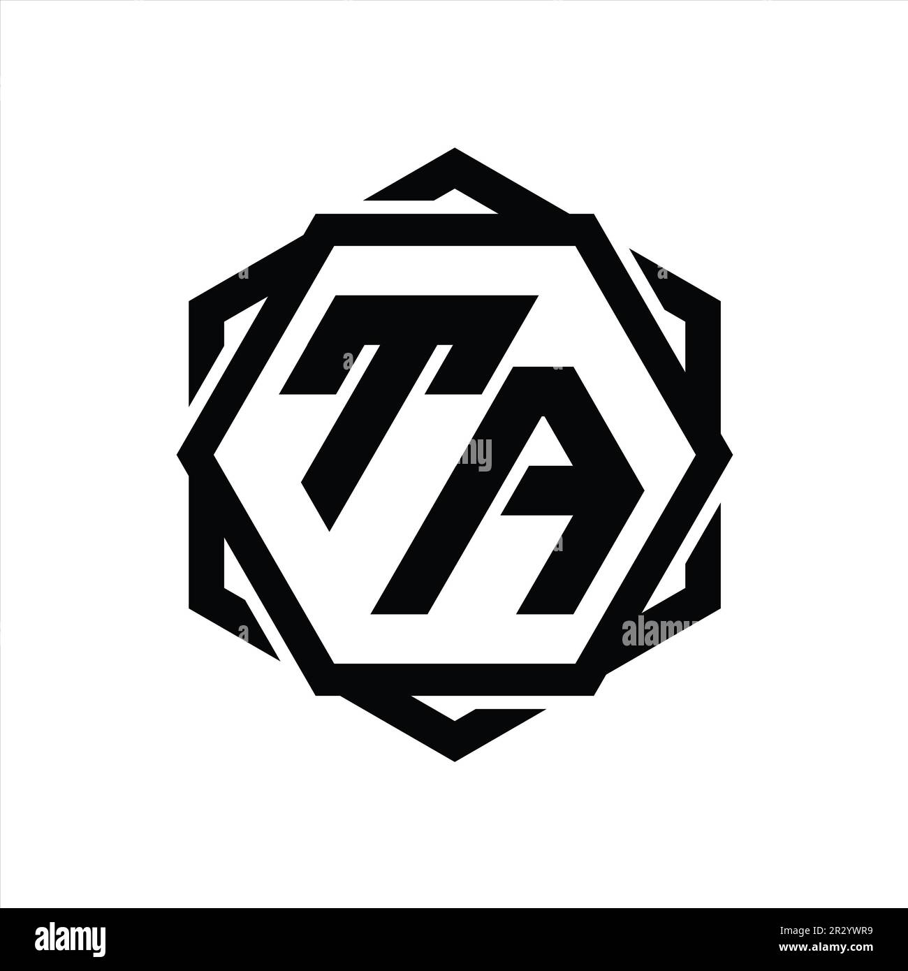 TA Logo monogram hexagon shape with geometric abstract isolated outline ...