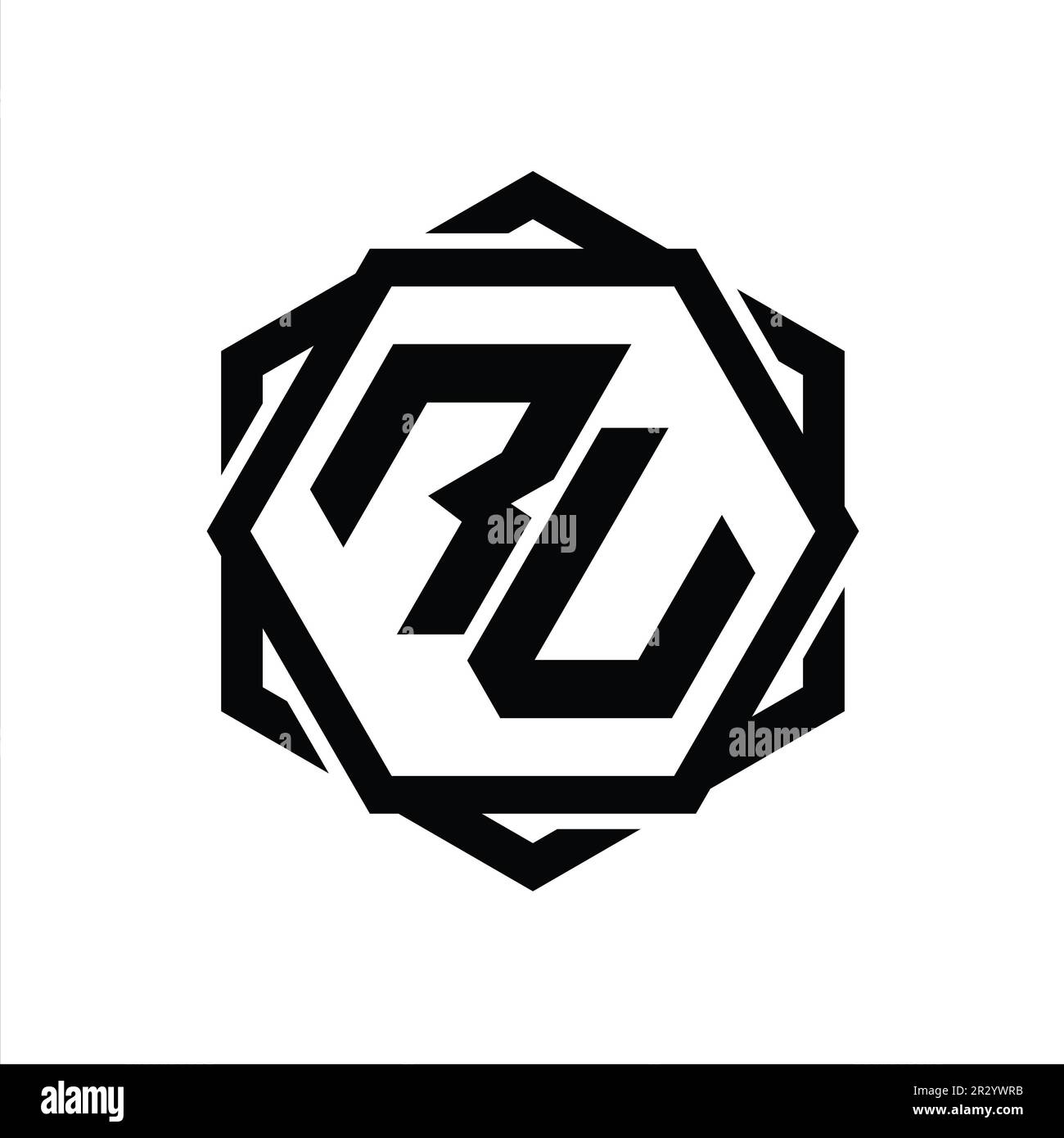 RV Logo monogram hexagon shape with geometric abstract isolated outline ...