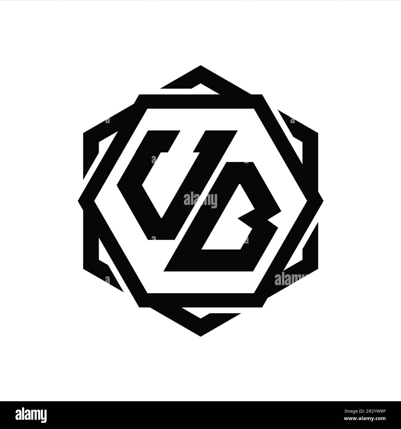 UB Logo monogram hexagon shape with geometric abstract isolated outline ...
