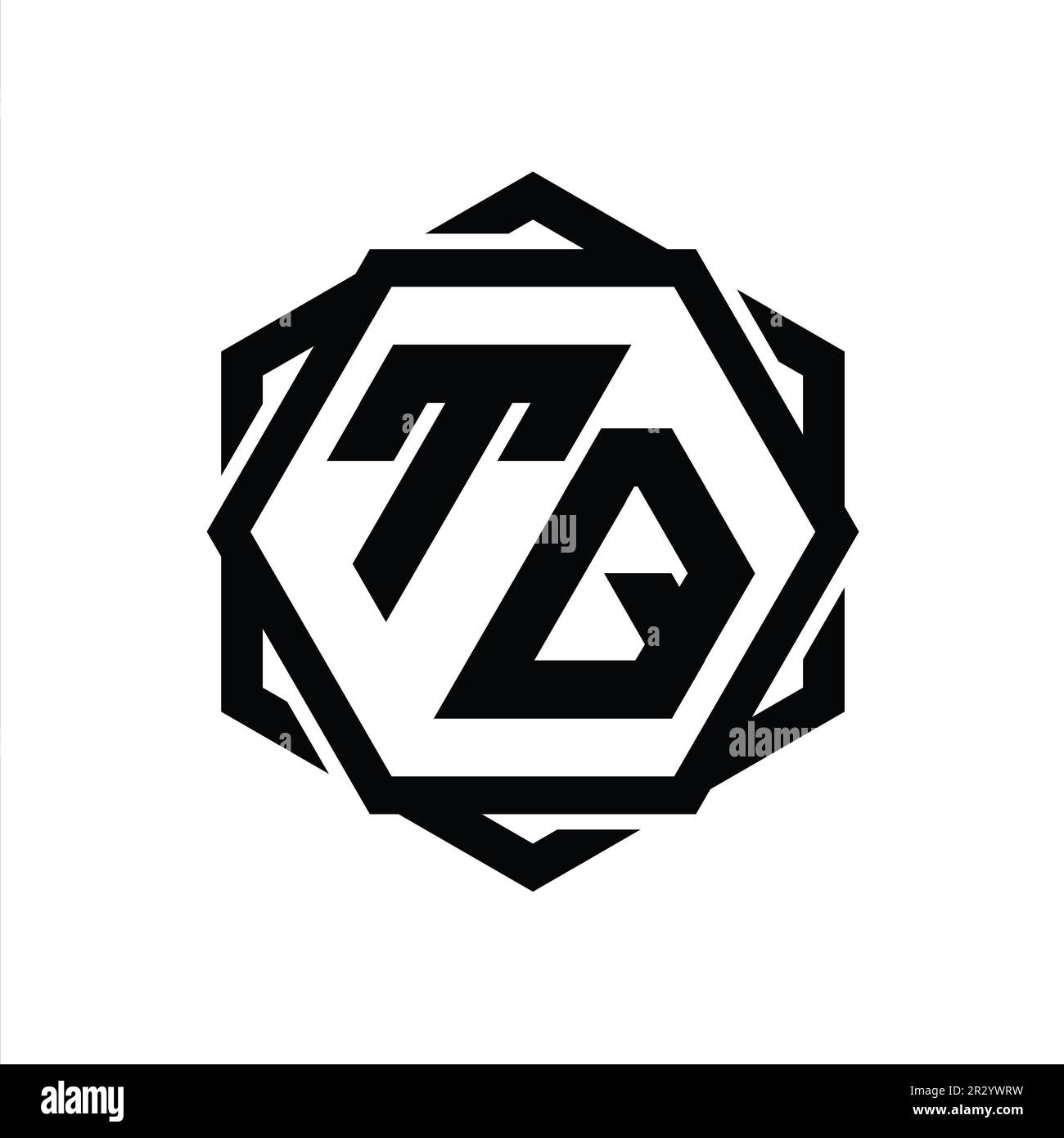 TQ Logo monogram hexagon shape with geometric abstract isolated outline design template Stock ...