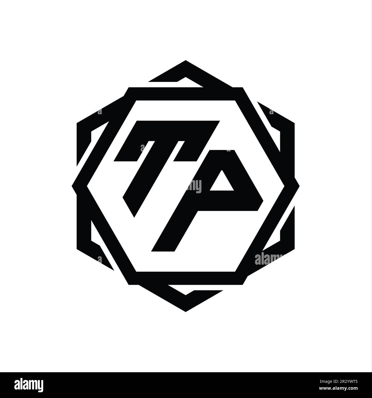 TP Logo monogram hexagon shape with geometric abstract isolated outline design template Stock ...