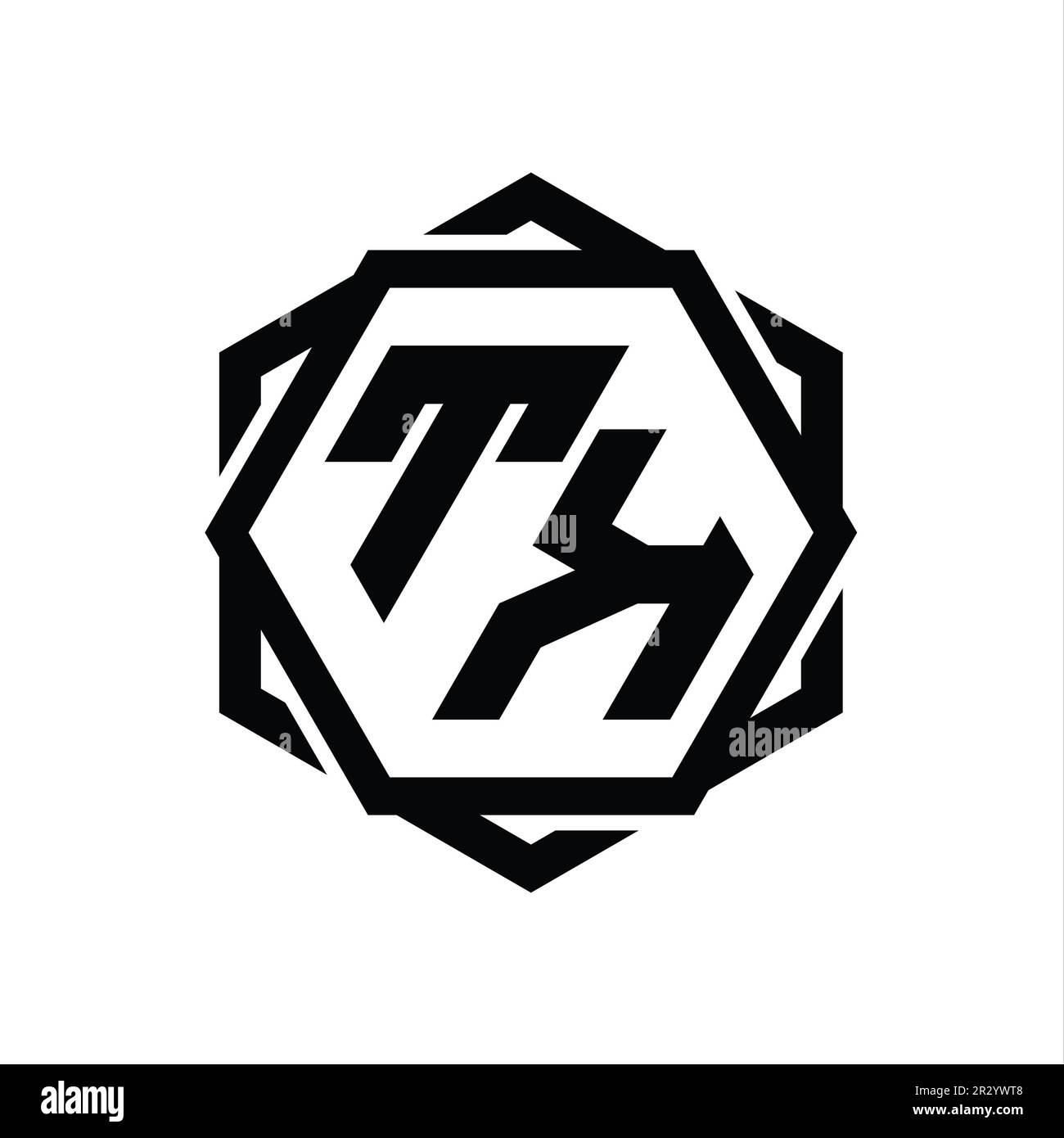 TK Logo monogram hexagon shape with geometric abstract isolated outline ...