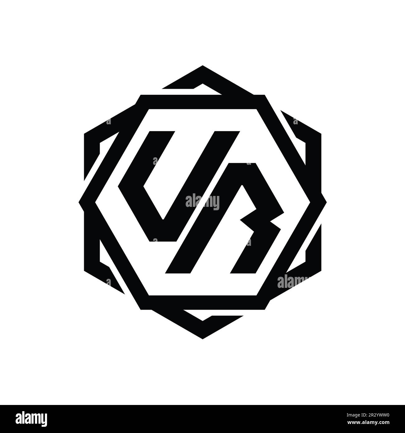 VR Logo monogram hexagon shape with geometric abstract isolated outline ...