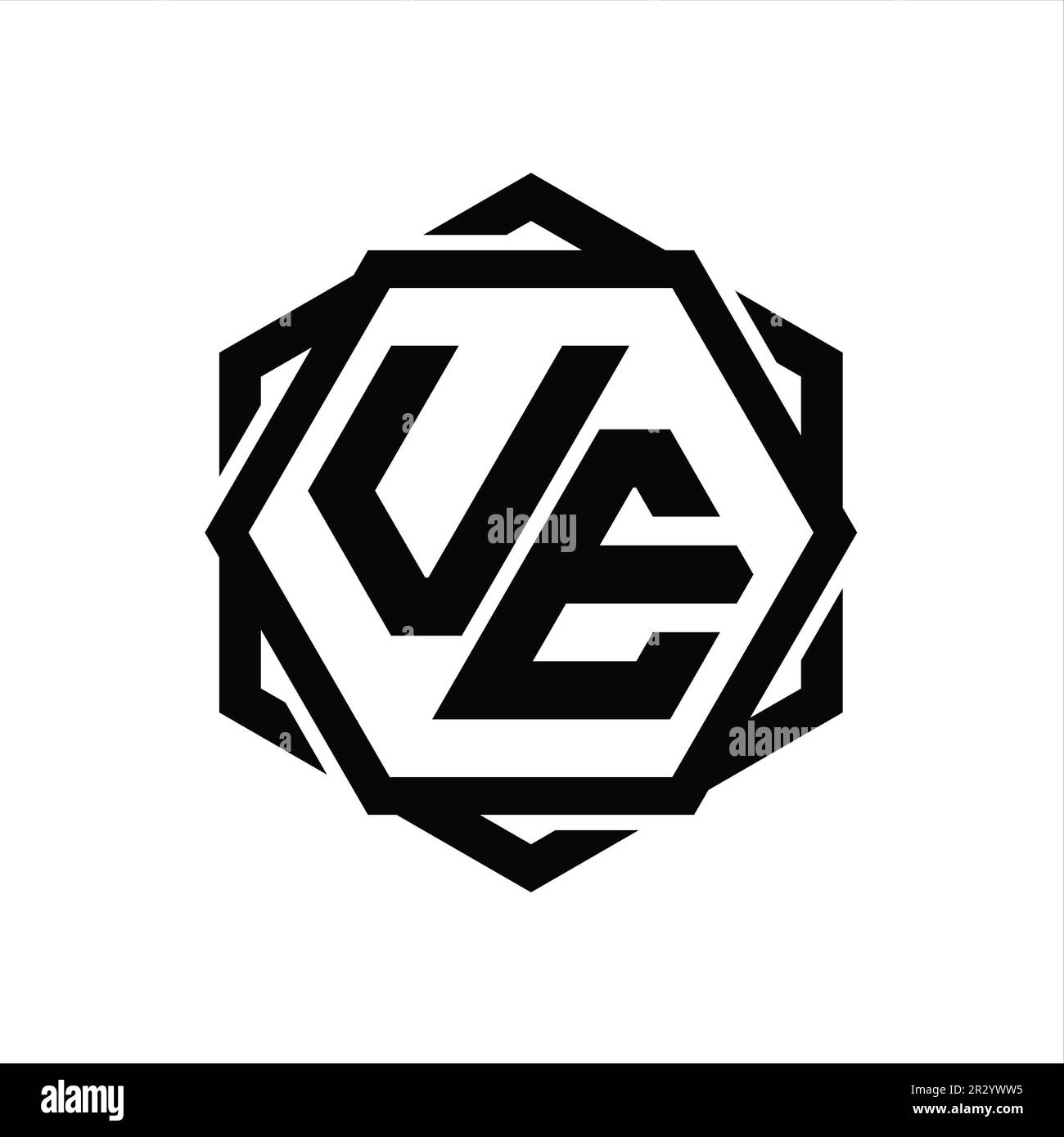 VE Logo monogram hexagon shape with geometric abstract isolated outline ...