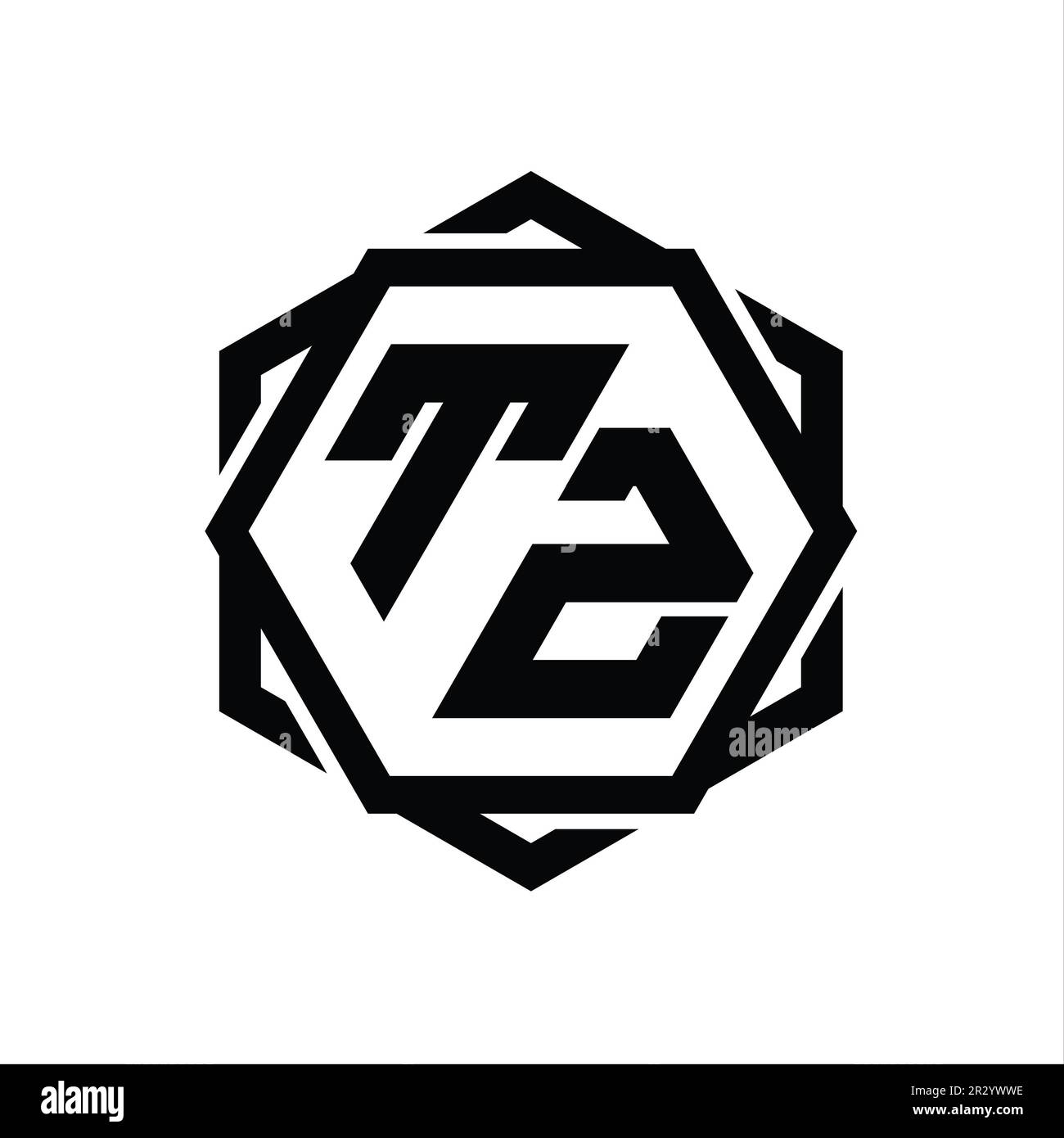TZ Logo monogram hexagon shape with geometric abstract isolated outline design template Stock ...