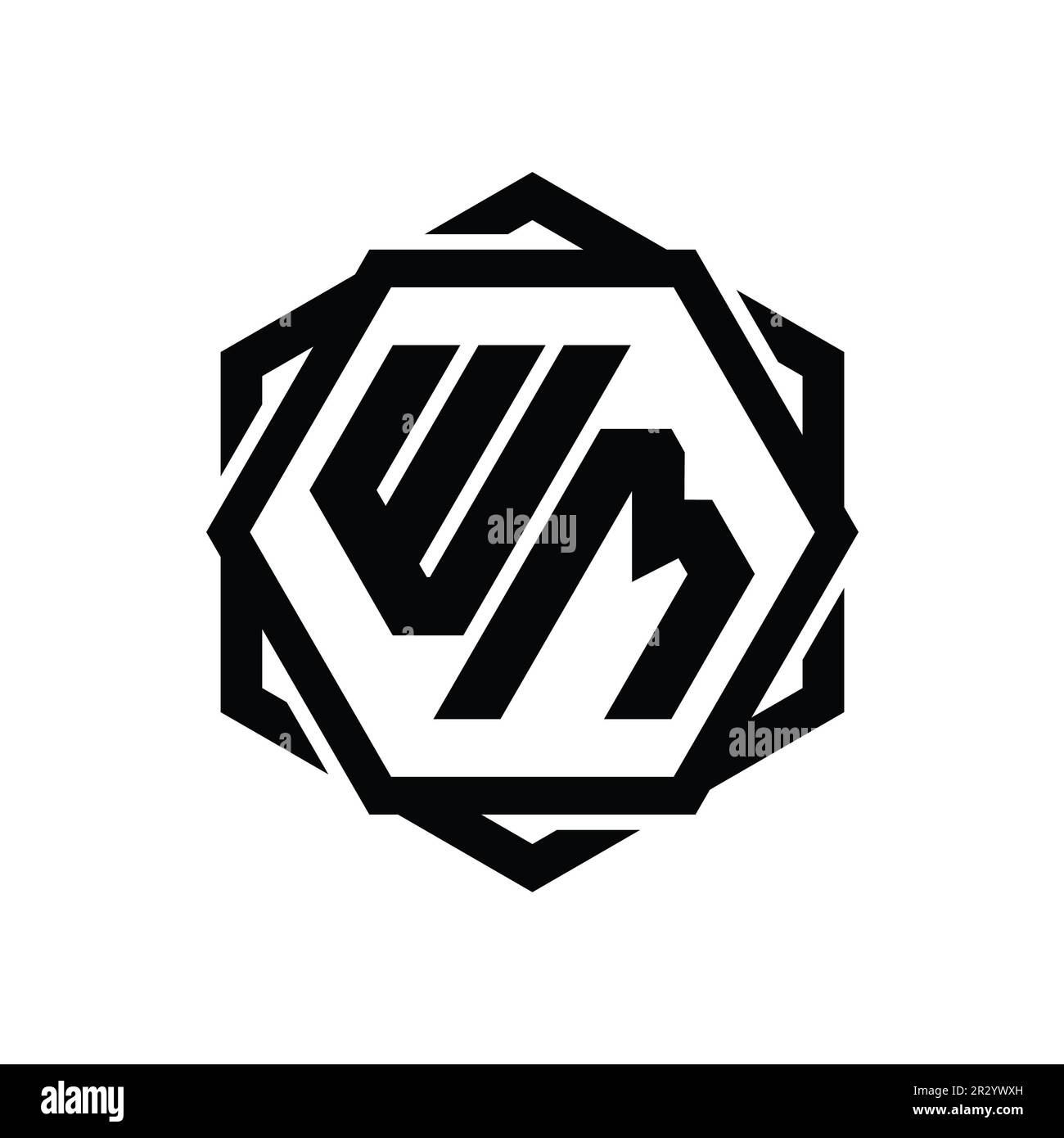 WM Logo monogram hexagon shape with geometric abstract isolated outline ...